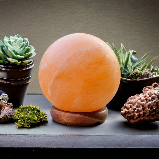 Lampe de sel rose de l'Himalaya : Globe (Taille L avec variateur de lu – Saltbay